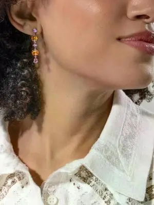 ALEXANDER LAUT Garnet And Pink Sapphire Drop Earrings
