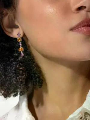 ALEXANDER LAUT Garnet And Pink Sapphire Drop Earrings