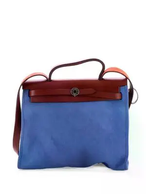 Hermès Herbag Zip Leather And Toile 31 Shoulder Bag - Blue