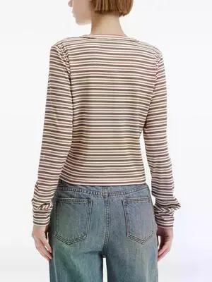 CHOCOOLATE Striped Heart-patch Long-sleeve T-shirt