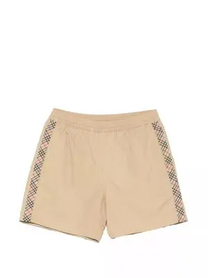 Burberry Check-stripe Swim Shorts - Neutrals