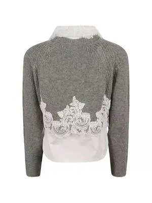 Ermanno Scervino Lace-trimmed Collared Sweater
