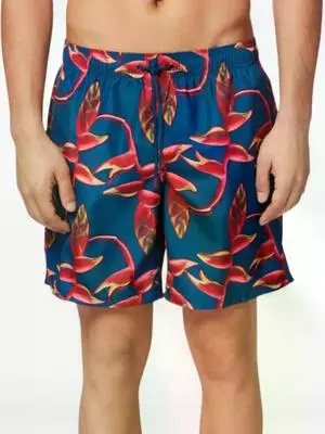 Sundek Floral-print Drawstring Swim Shorts - Blue