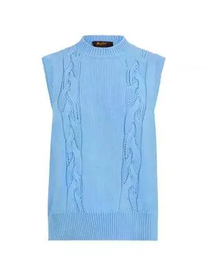 MOORER Cable-knit Vest - Blue