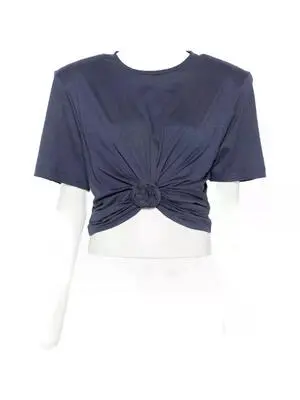 Magda Butrym Padded-shoulder Knotted T-shirt - Blue