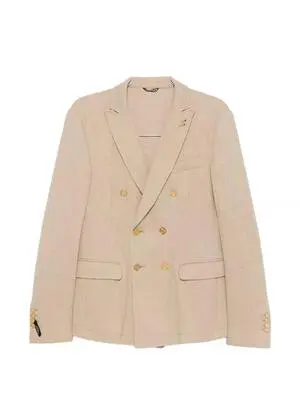 DANIELE ALESSANDRINI Double-breasted Peak-lapel Jacket - Neutrals
