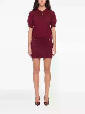 Alessandra Rich Pointelle-knit Short-sleeve Polo Shirt - Red