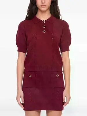 Alessandra Rich Pointelle-knit Short-sleeve Polo Shirt