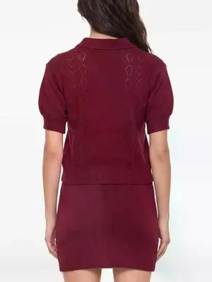 Alessandra Rich Pointelle-knit Short-sleeve Polo Shirt