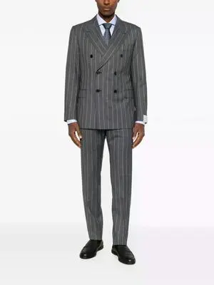 Caruso Pinstriped Double-breasted Suit - Grey