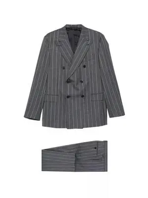Caruso Pinstriped Double-breasted Suit - Grey