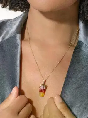 EDINA KISS Agate And Carnelian Popsicle Pendant Necklace In 18k Yellow