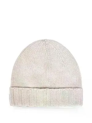 D4.0 Ribbed Turn-up Wool Beanie Hat - Neutrals