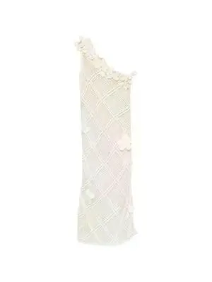 JW Anderson Floral-crochet One-shoulder Midi Dress - Neutrals