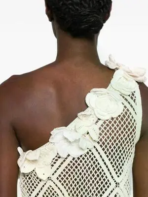 JW Anderson Floral-crochet One-shoulder Midi Dress