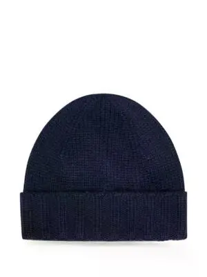 D4.0 Ribbed-knit Wool Beanie Hat - Blue