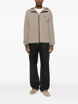 BOSS Hooded Logo Print Zip-up Jacket