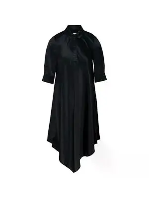 CLUB21 Asymmetric Satin Midi Dress - Black