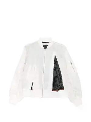 Undercover Zip-up Bomber Jacket With Stand Collar - White
