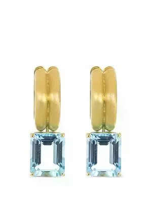 Irene Neuwirth Heroic Aquamarine Huggie Earrings - Gold