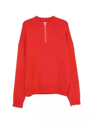 Extreme Cashmere Fine Knit Quarter-zip Sweater - Red
