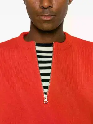 Extreme Cashmere Fine Knit Quarter-zip Sweater - Red