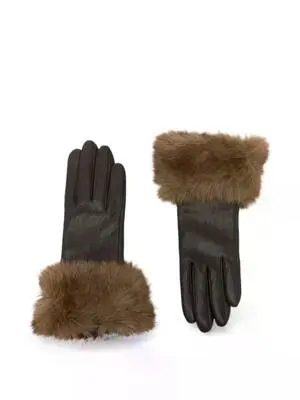 Apparis Faux-fur Trim Gloves - Brown