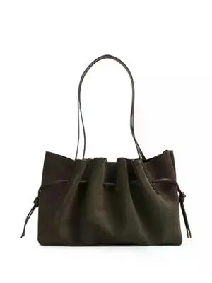 Yuzefi Scallop Suede Shoulder Bag - Brown
