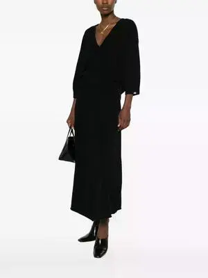 Extreme Cashmere Pearl V-neck Three-quarter Sleeve Sweater