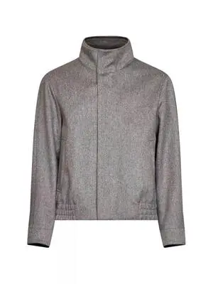 LARDINI High-neck Elasticated-hem Jacket - Grey