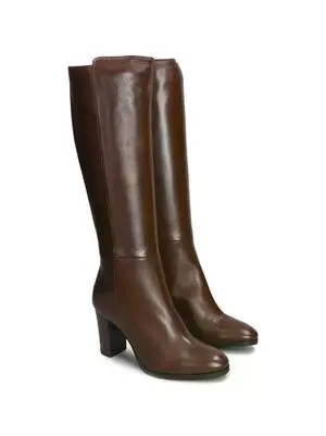 JULIE DEE Side-zip Leather Boots - Brown