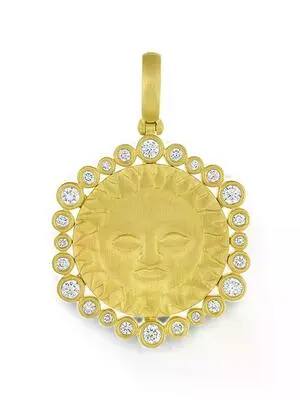 LEIGH MAXWELL 18k Yellow Diamond Sun Motif Pendant Necklace - Gold