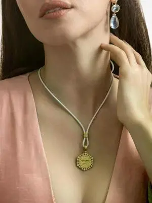 LEIGH MAXWELL 18k Yellow Diamond Sun Motif Pendant Necklace