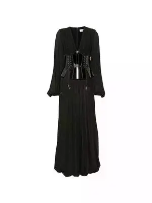 Elisabetta Franchi Elisabetta Franchi Corset-Style Pleated Maxi Dress Black