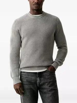 Guess Ribbed-knit Crew-neck Sweater - Grey