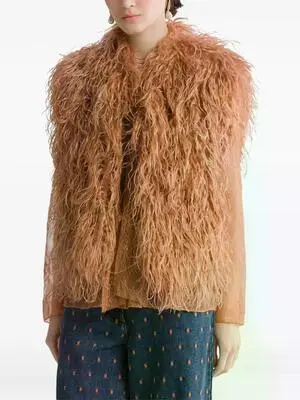 FORTE_FORTE Mongolian Shaggy-texture Sleeveless Jacket - Orange