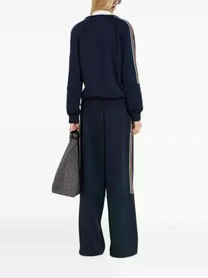Gucci Web-stripe Embroidered-logo Zip-up Sweater