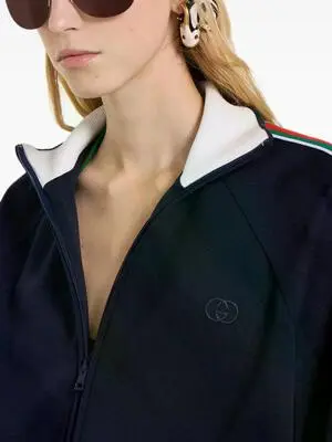 Gucci Web-stripe Embroidered-logo Zip-up Sweater