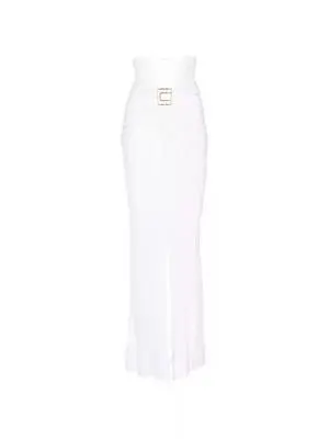 Elisabetta Franchi Logo-plaque Ruched Maxi Skirt - White