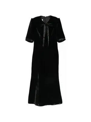 DE SANTIS Velvet Midi Dress With Bow Detail