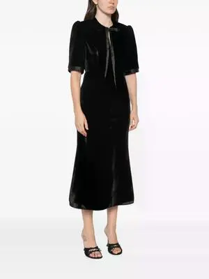 DE SANTIS Velvet Midi Dress With Bow Detail