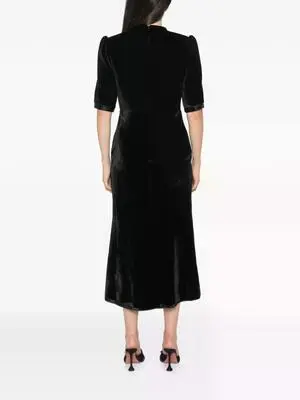 DE SANTIS Velvet Midi Dress With Bow Detail