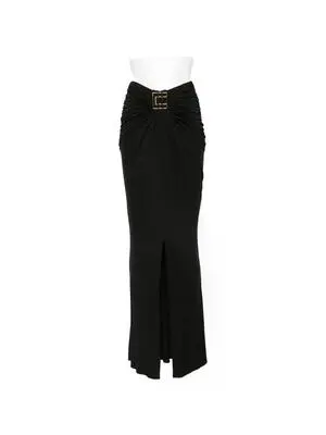 Elisabetta Franchi Ruched Logo-plaque Skirt - Black