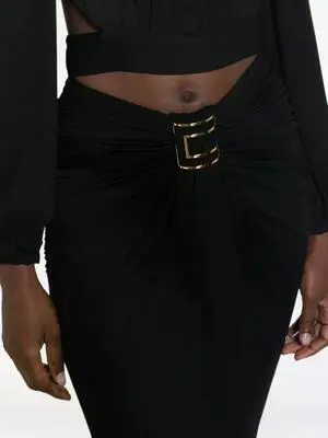 Elisabetta Franchi Ruched Logo-plaque Skirt