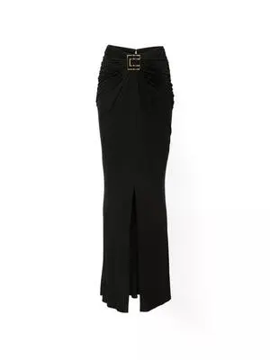 Elisabetta Franchi Ruched Logo-plaque Skirt - Black
