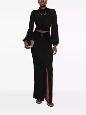 Elisabetta Franchi Ruched Logo-plaque Skirt - Black