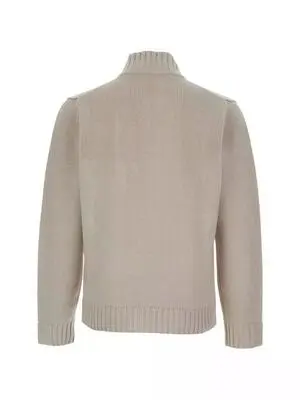 KANGRA Zip-up Ribbed-trim Cardigan - Neutrals