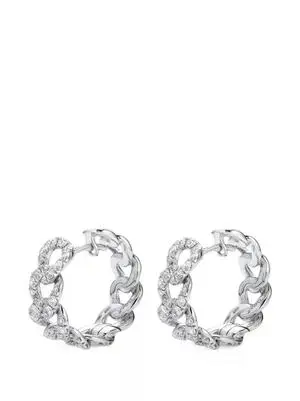 ZYDO Diamond Chain Hoop Earrings In 18k White Gold - Silver