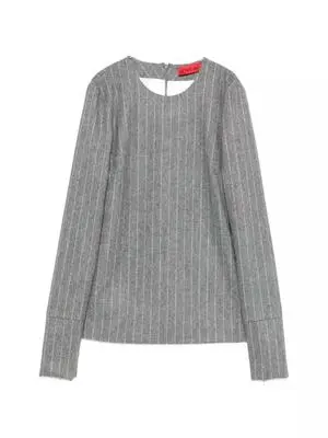 THELATEST Elisa Pinstripe-pattern Long-sleeve Top - Grey