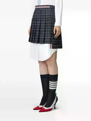 Thom Browne Windowpane Houndstooth Pleated Skirt